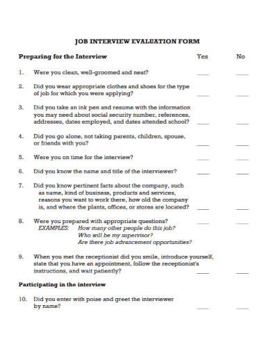 Job Interview Evaluation - 5+ Examples, Format, How to Write, Pdf