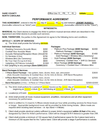 Performance Agreement Contract - 3+ Examples, Format, Pdf | Examples