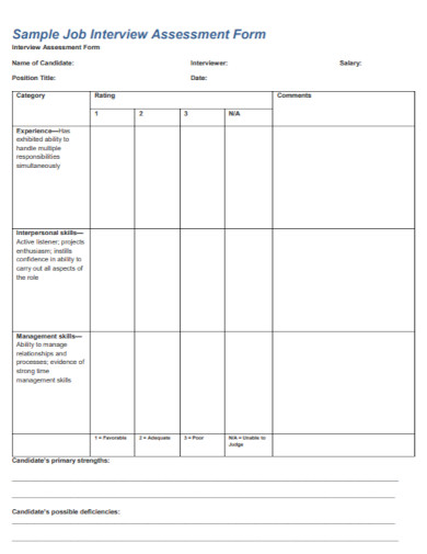 Job Interview Assessment - 3+ Examples, Format, Pdf | Examples