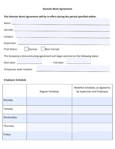 Remote Work Agreement - 10+ Examples, Format, Pdf | Examples