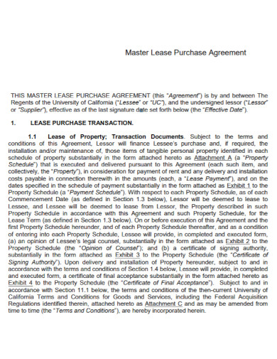 Lease Purchase Agreement - 10+ Examples, Format, Pdf | Examples