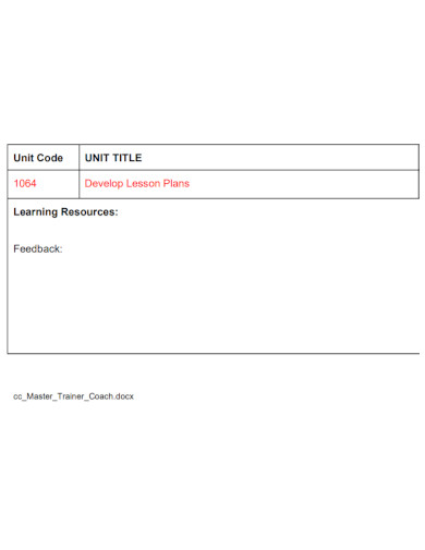 Trainer Lesson Plan - 5+ Examples, Format, Pdf | Examples