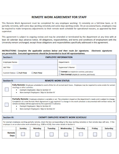 Remote Work Agreement - 10+ Examples, Format, Pdf | Examples