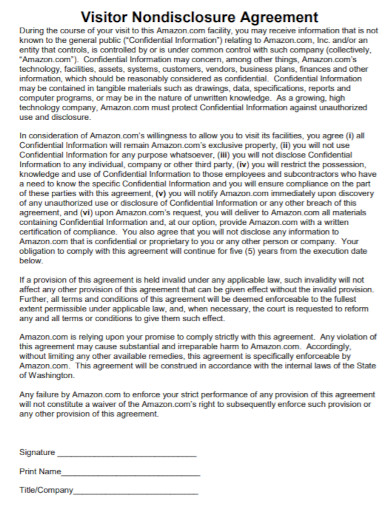 Visitors Non-Disclosure Agreement - 10+ Examples, Format, Pdf | Examples