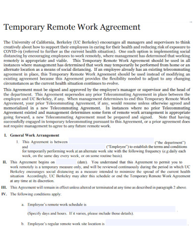 Remote Work Agreement - 10+ Examples, Format, Pdf | Examples