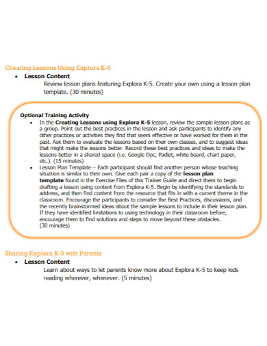 Trainer Lesson Plan - 5+ Examples, Format, Pdf | Examples