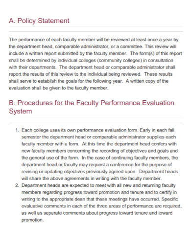 Faculty Performance Evaluation - 10+ Examples, Format, Pdf | Examples