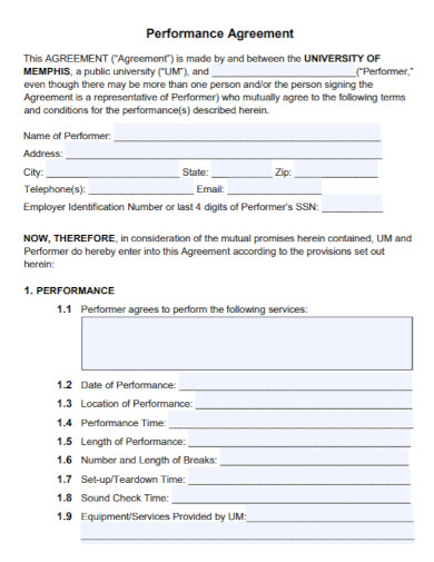Performance Agreement Contract - 3+ Examples, Format, Pdf | Examples