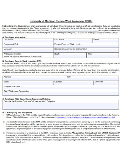 Remote Work Agreement - 10+ Examples, Format, Pdf | Examples