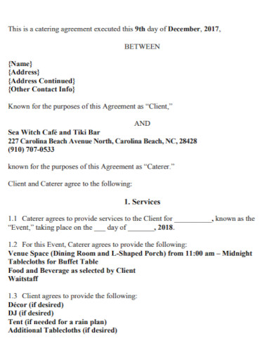 Catering Contract Agreement - 10+ Examples, Format, Pdf | Examples
