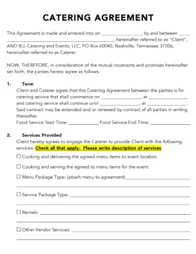 Catering Contract Agreement - 10+ Examples, Format, Pdf | Examples