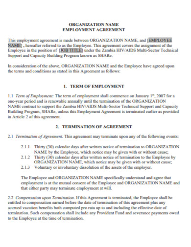 Contract Employment Agreement - 10+ Examples, Format, Pdf | Examples