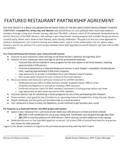 6+ Restaurant Partnership Agreement Examples in MS Word | Google Docs ...