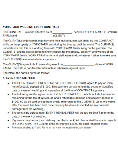 Wedding Event Contract - 10+ Examples, Format, Pdf | Examples