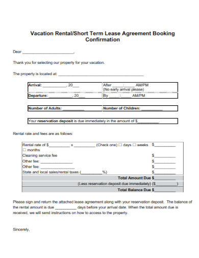 Vacation Rental Lease Agreement - 10+ Examples, Format, Pdf | Examples
