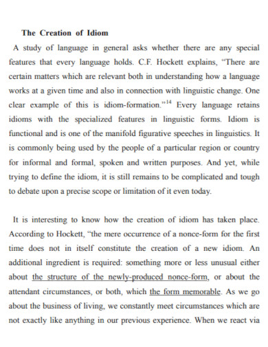 Idiom - 100+ Examples, Format, Pdf