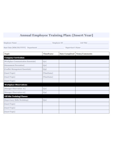 10+ Annual Training Plan Examples [ Company, Business, Employee ...