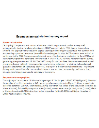 Student Survey Report - 10+ Examples, Format, Pdf | Examples