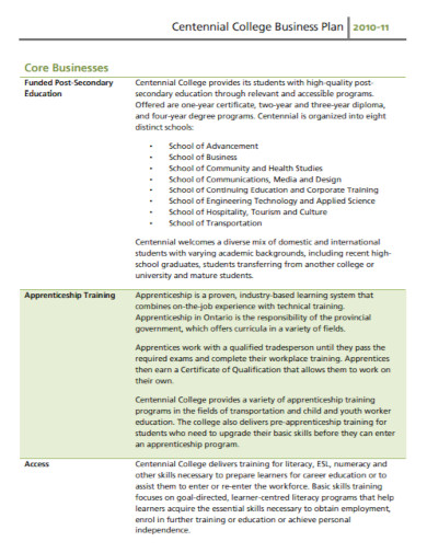 10+ College Business Plan Examples [ Student, University, International ...