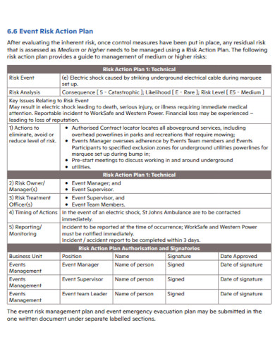 Risk Event Action Plan - 7+ Examples, Format, How to Write, Pdf