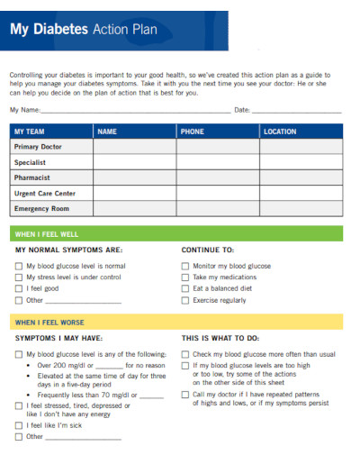 Diabetes Action Plan - 10+ Examples, Format, Pdf | Examples