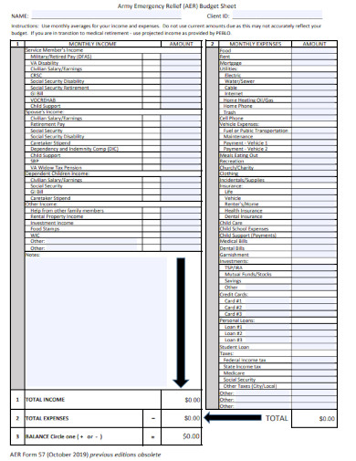 10+ Budget Worksheet Form Examples [ Research, Monthly, Financial ...