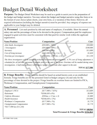 10+ Budget Worksheet Form Examples [ Research, Monthly, Financial ...