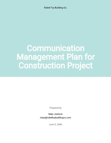 Construction Communication Management Plan - Examples, Word, Google ...