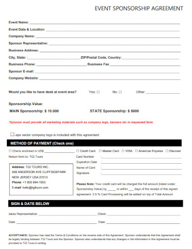 Event Sponsorship Agreement - 10+ Examples, Format, Pdf | Examples