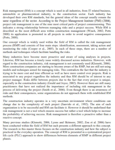 7+ Construction Project Risk Management Plan Examples in MS Word ...
