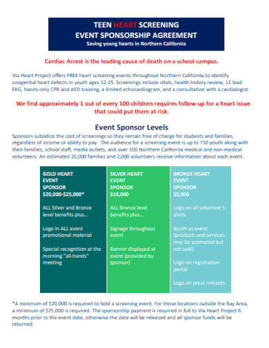Event Sponsorship Agreement - 10+ Examples, Format, Pdf | Examples
