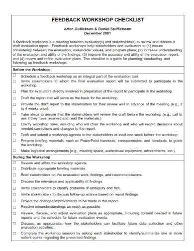 Workshop Planning Checklist - 10+ Examples, Format, Pdf | Examples