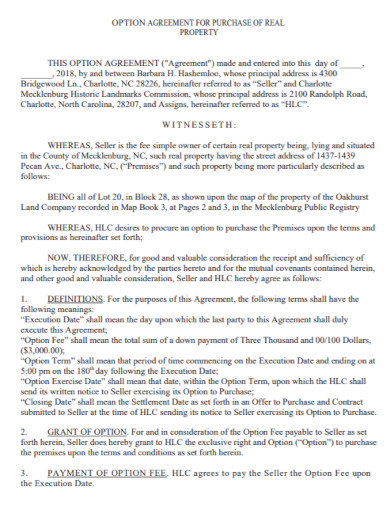 10+ Real Estate Purchase Option Agreement Examples [ Sale, Lease ...