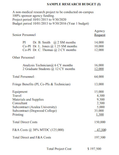 10+ Research Project Budget Examples [ Company, Business, Organization ...