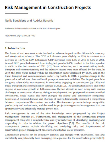 7+ Construction Project Risk Management Plan Examples in MS Word ...