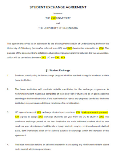 10+ Student Exchange Agreement Examples [ University, School ...