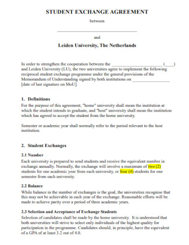 10+ Student Exchange Agreement Examples [ University, School ...
