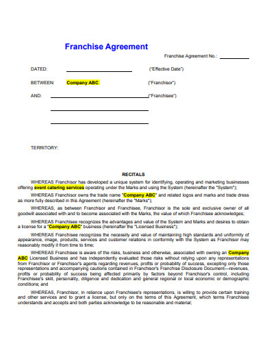 3+ Restaurant Franchise Agreement Examples in PDF | Word |Pages | Google Docs | Examples