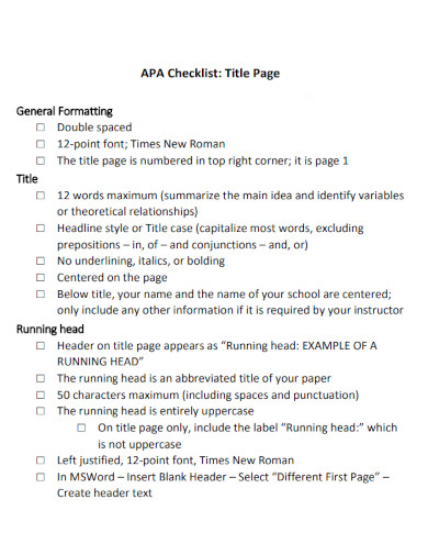 APA Title Page - Examples, Format, PDF | Examples
