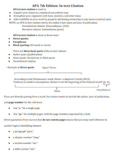 APA In-Text Citation - 24+ Example, How to Use, PDF