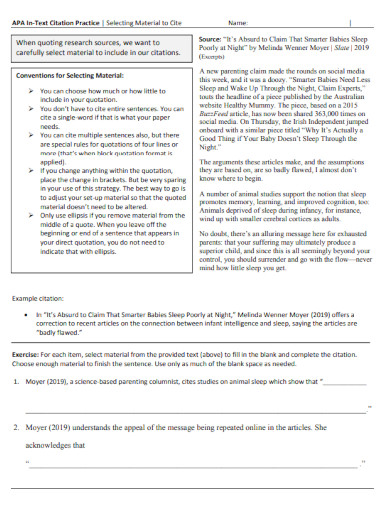 APA In-Text Citation - 24+ Example, How to Use, PDF