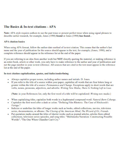 APA In-Text Citation - 24+ Example, How to Use, PDF