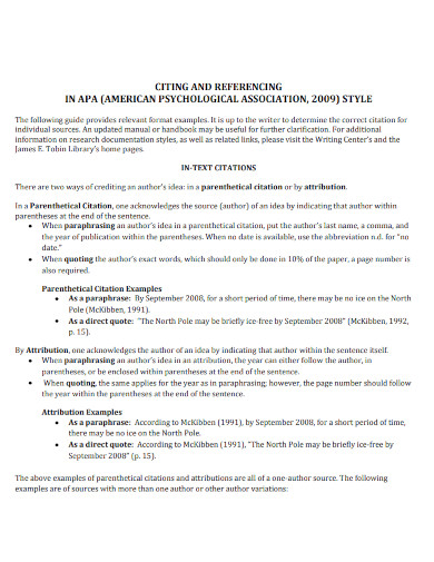 APA In-Text Citation - 24+ Example, How to Use, PDF