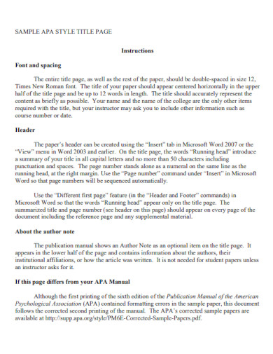 APA Title Page - Examples, Format, PDF | Examples