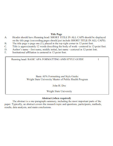 APA Title Page - Examples, Format, PDF | Examples