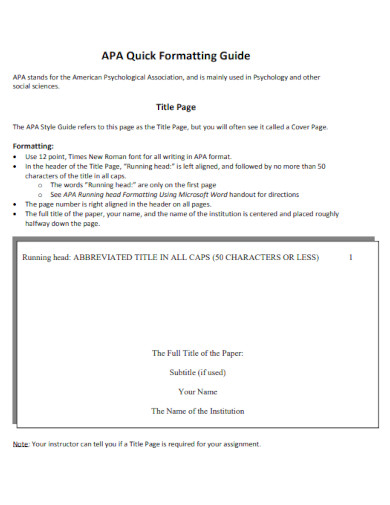 APA Title Page - Examples, Format, PDF | Examples