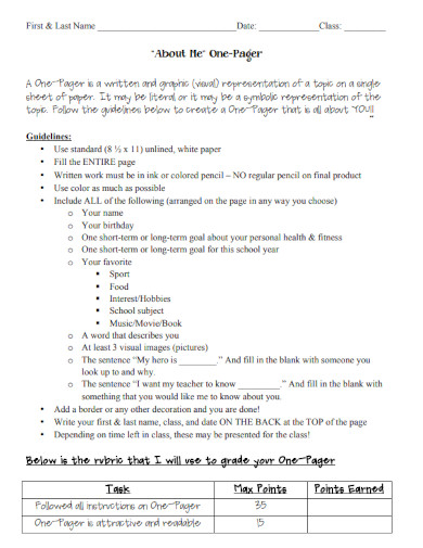 One Pager - Examples, PDF | Examples