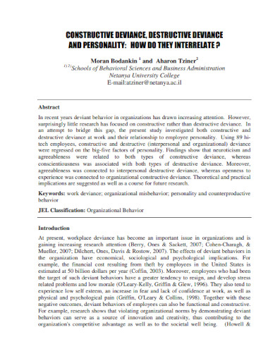 Deviance - Examples, PDF | Examples
