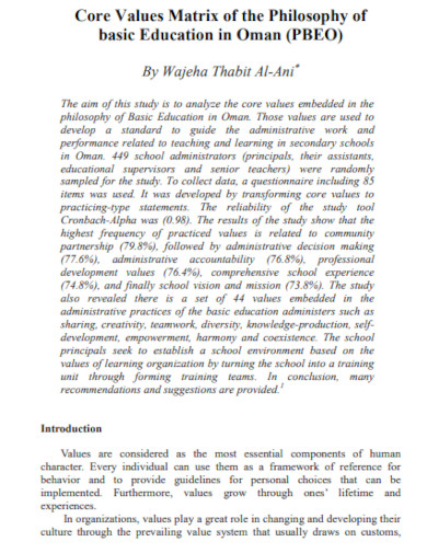 Core Values - Examples, PDF | Examples