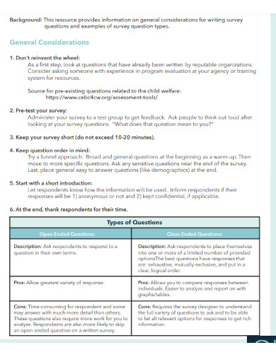 Survey Question - Examples, PDF | Examples